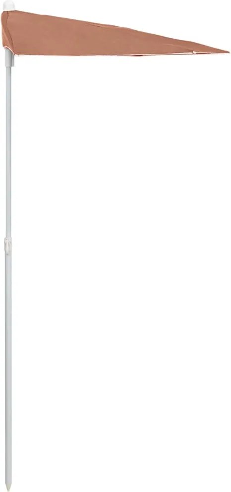 Zahradní půlkruhový slunečník s tyčí 180 x 90 cm terakotový 315564
