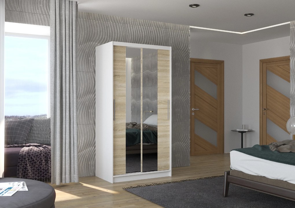 ADRK Furniture Posuvná skříň se zrcadlem DRAGONIS 100 SW-DRA-W+S-100+A622