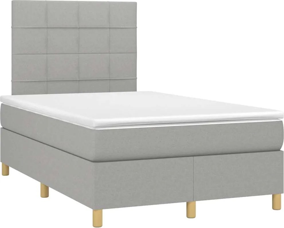 Box spring postel s matrací a LED světle šedá 120x190 cm textil 3270246
