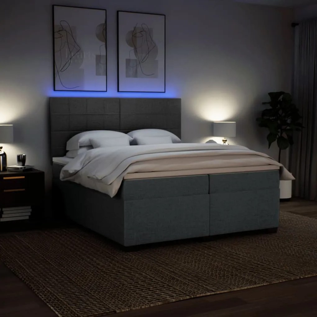Box spring postel s matrací tmavě šedá 200x200 cm textil 3292896