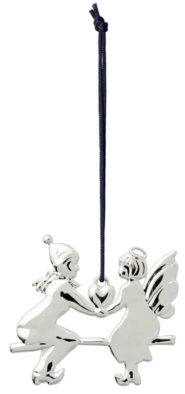 Vánoční ozdoba Angel on Seesaw Silver 6,5 cm Rosendahl