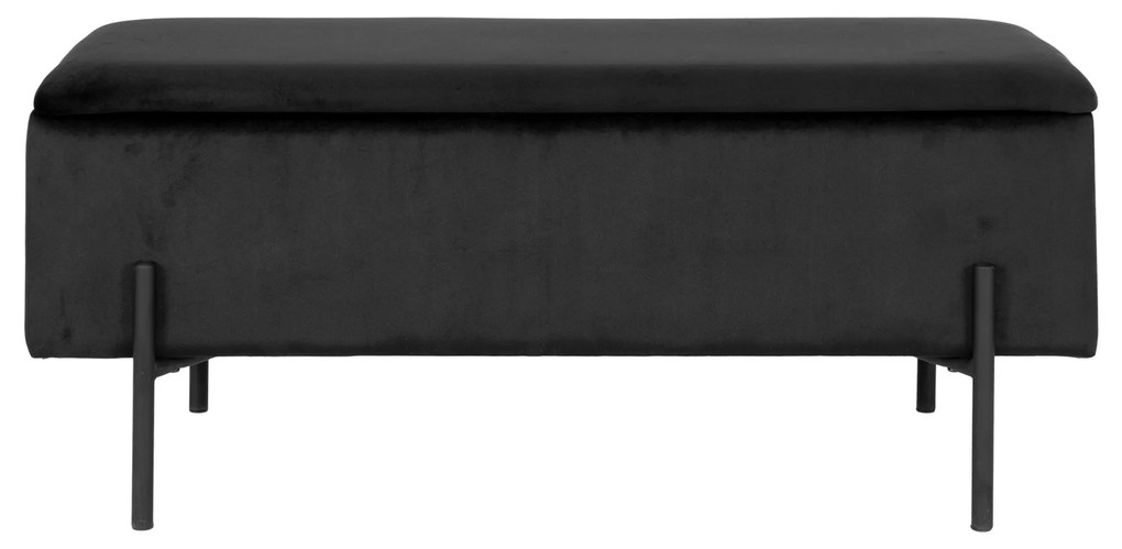 Černá sametová lavice Walard s úložným prostorem