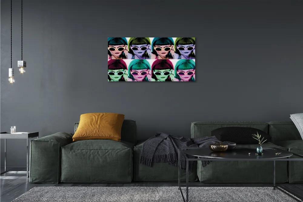 Obrazy na plátně Ženského vlasy barevné brýle 100x50 cm