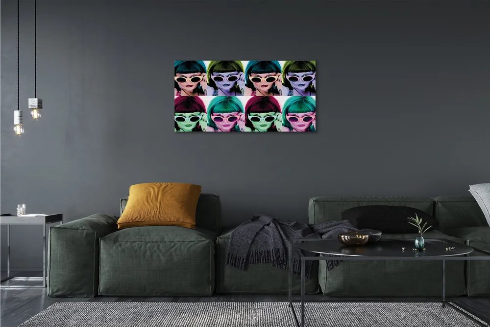 Obrazy na plátně Ženského vlasy barevné brýle 120x60 cm