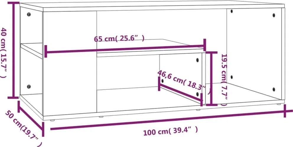 vidaXL Konferenční stolek 100x50x40 cm kompozitní dřevo [815841] Barva: dub sonoma