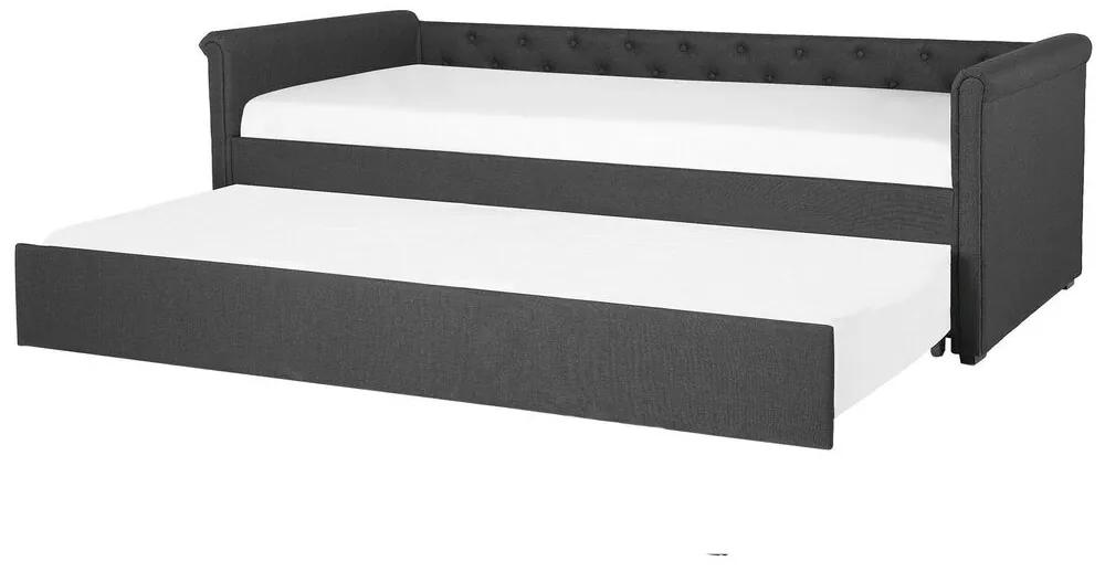 Rozkládací čalouněná postel 80 x 200 cm tmavě šedá LIBOURNE Beliani
