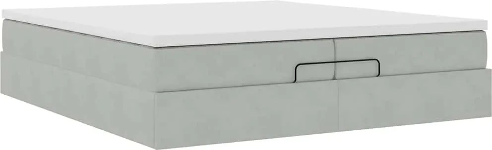 Osmanský rám postele s matracíes světle šedá 200x200cm samet 3311207
