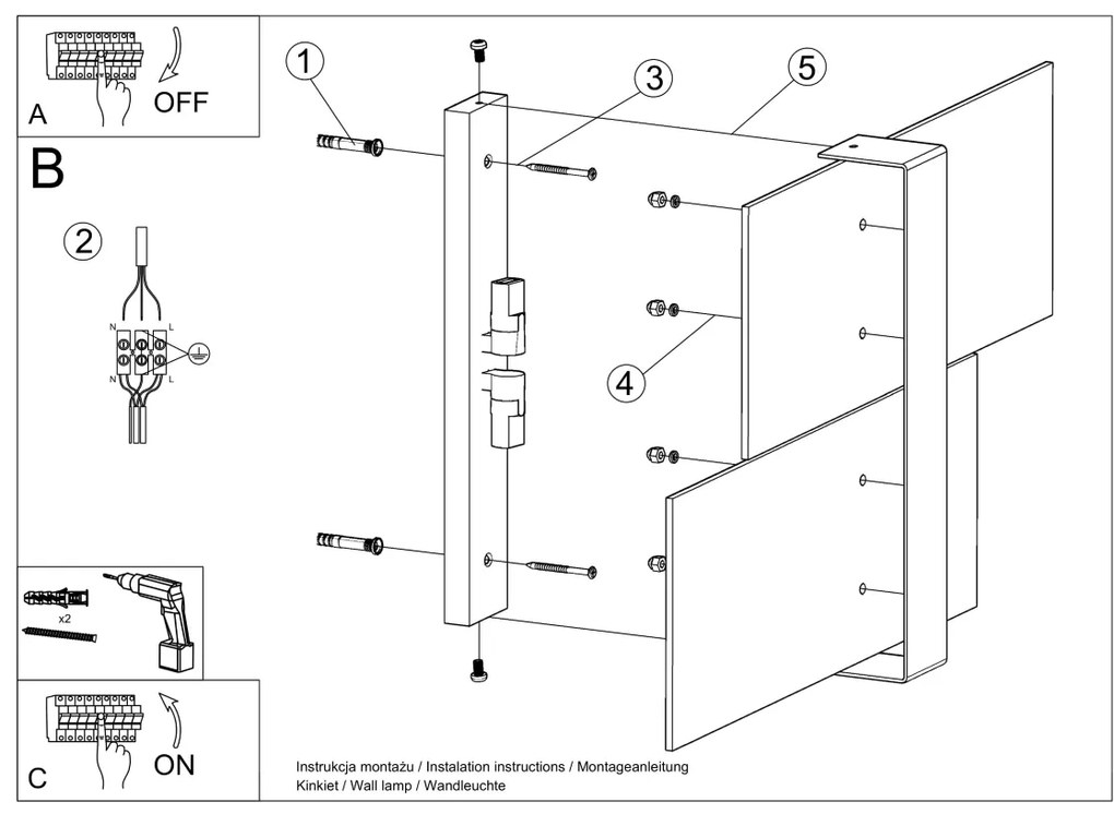 Nástěnné svítidlo Massimo, 1x mléčné skleněné stínítko, w