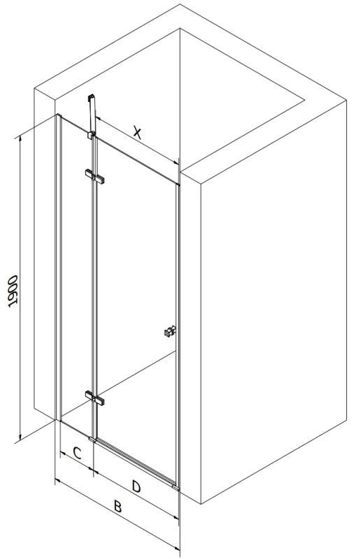 Mexen Roma otočné sprchové dveře 95 cm, Průhledné, Chromovaná - 854-095-000-01-00