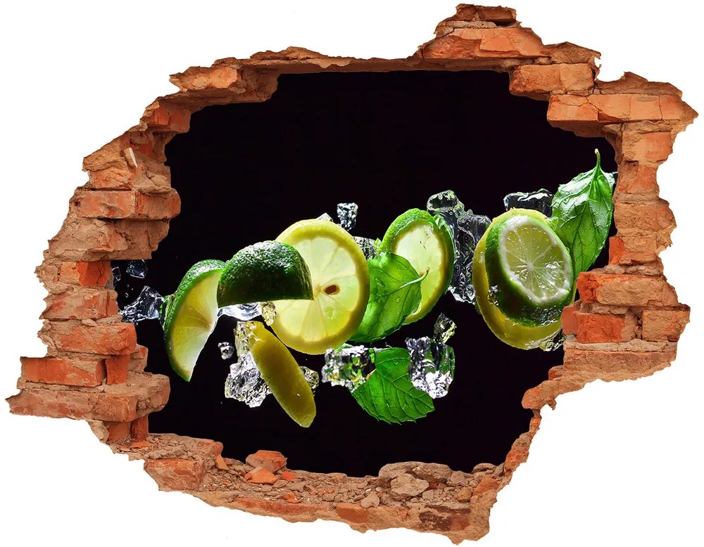 Wallmuralia Nálepka 3D díra beton Mojito 90x70 cm