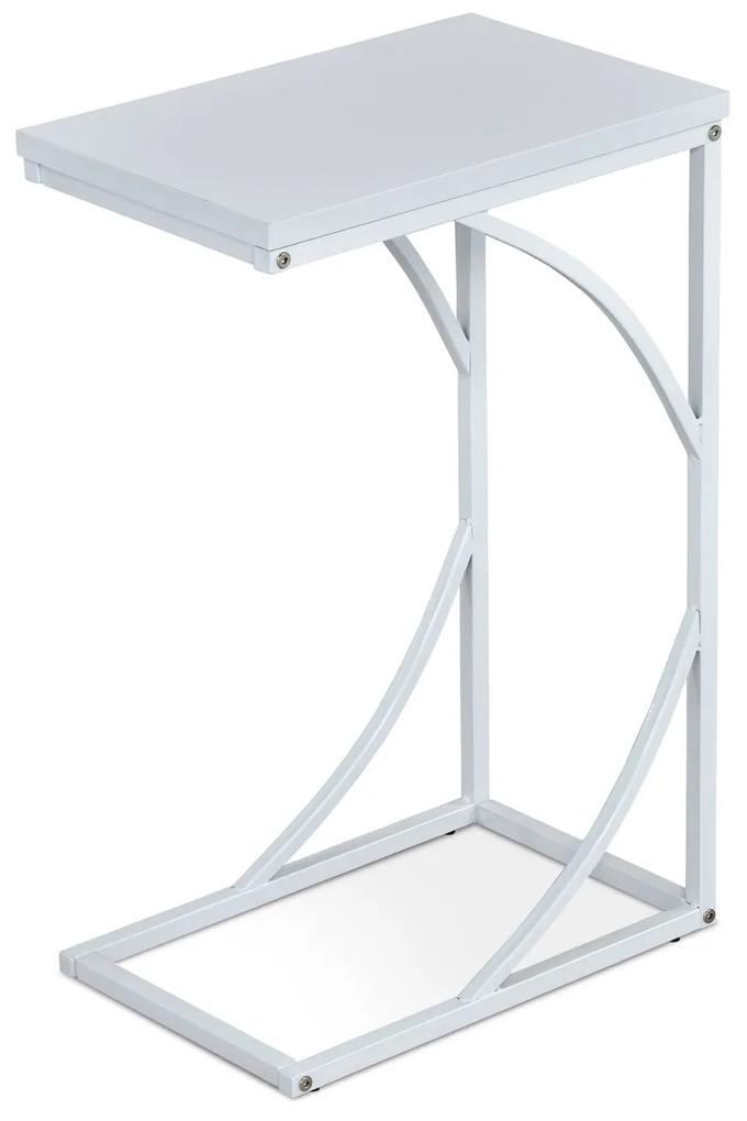 Přístavný stolek 27x41x63 cm, deska bílé lamino, kovové nohy, bílý mat - 84056-14 WT
