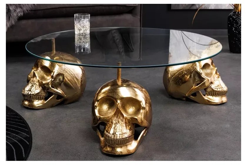 Massive home | Konferenční stolek SKULL 90 CM zlatý