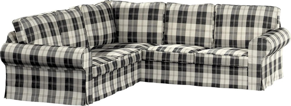 Potah na pohovku IKEA  Ektorp rohová barva černá látka pletený vzor, vzorované