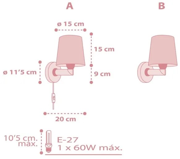 Dalber 82219S - Dětské nástěnné svítidlo STAR LIGHT 1xE27/60W/230V růžová