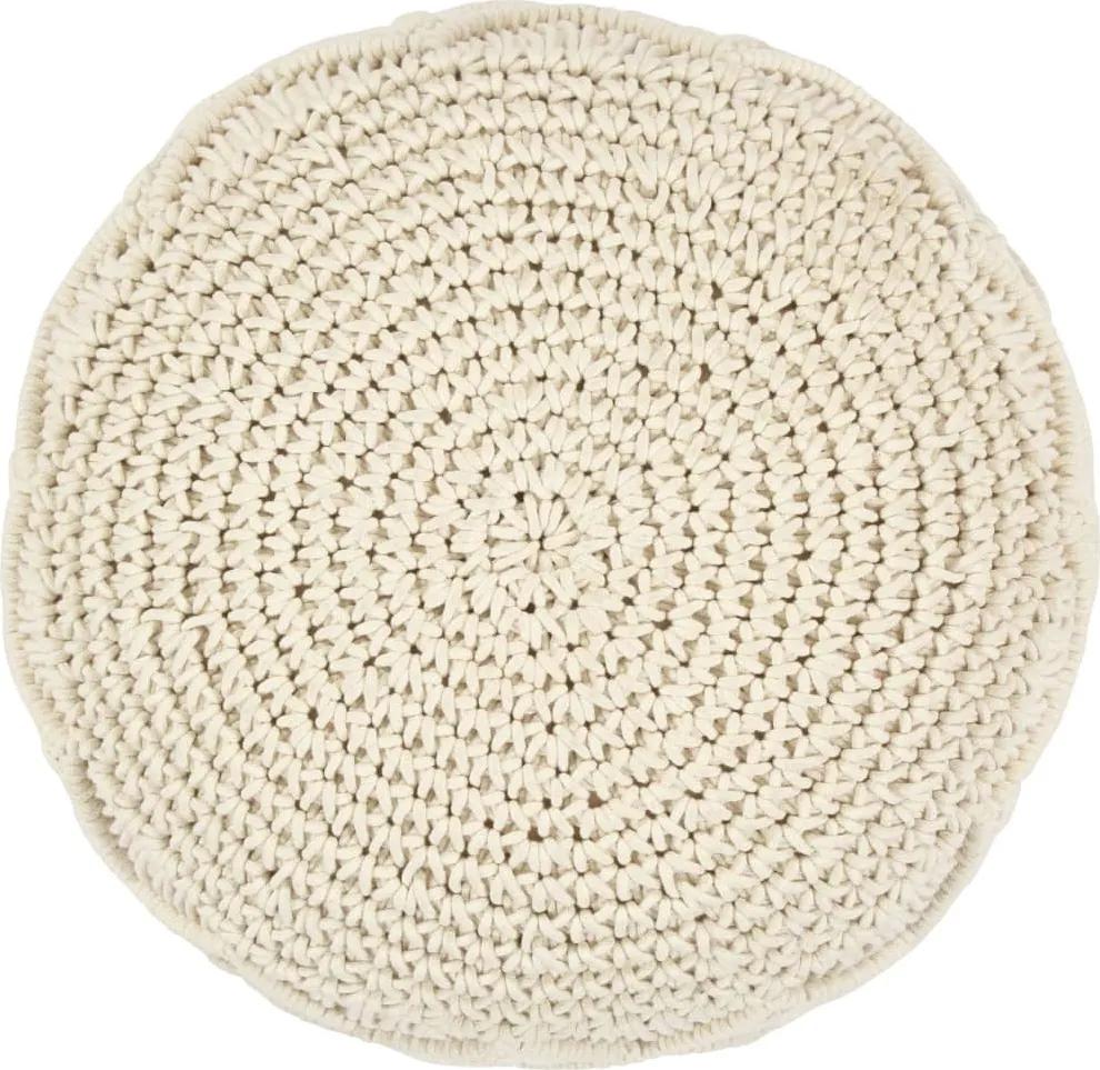 vidaXL Ručně vyrobený sedací puf macramé 45 x 30 cm bavlna [248089] Barva: Bílá