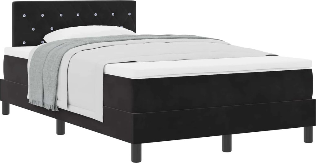 Postel s boxspringem s matrací s čelo Černá 120 x 190 cm samet 3339094