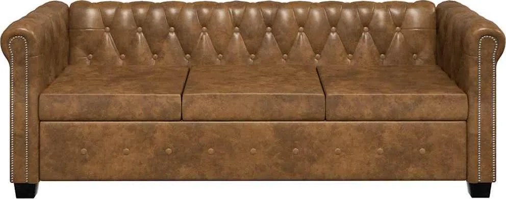 vidaXL Chesterfield sada 2místné a 3místné pohovky [274322] Barva: Hnědá