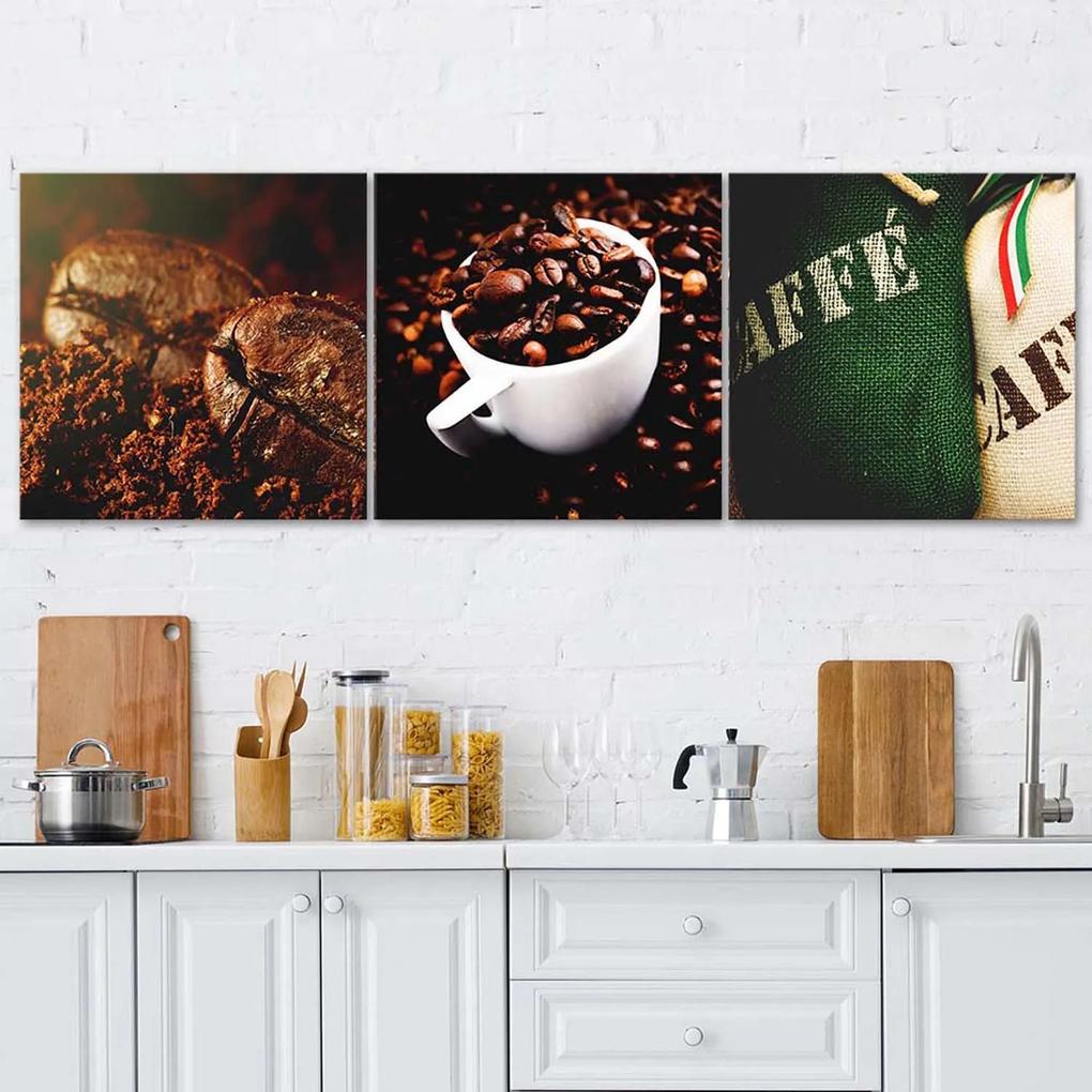 Gario Sada obrazů na plátně Aroma kávy - 3 dílná Rozměry: 90 x 30 cm