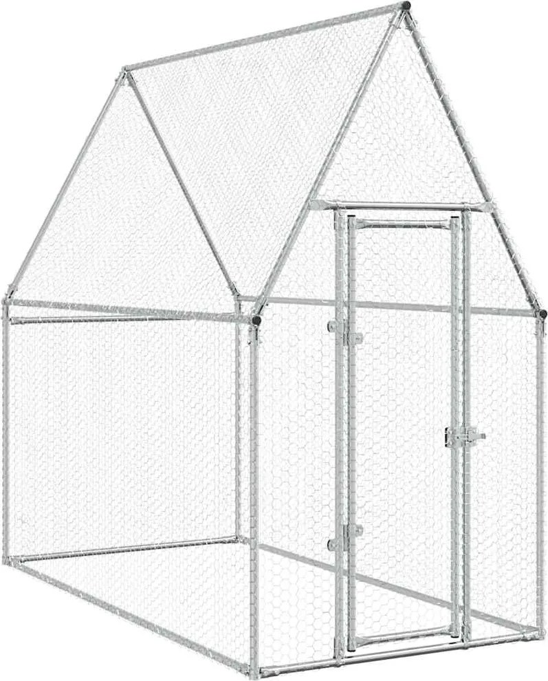 Klec pro kuřata stříbrná 200 x 100 x 190 cm pozinkovaná ocel 172550