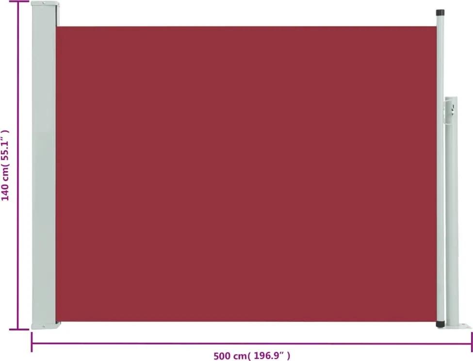 vidaXL Zatahovací boční markýza 140 x 500 cm [317919] Barva: Červená