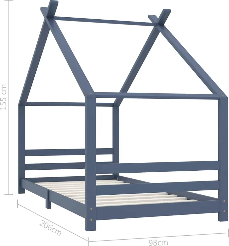 Rám dětské postele šedý masivní borové dřevo 90 x 200 cm 289615