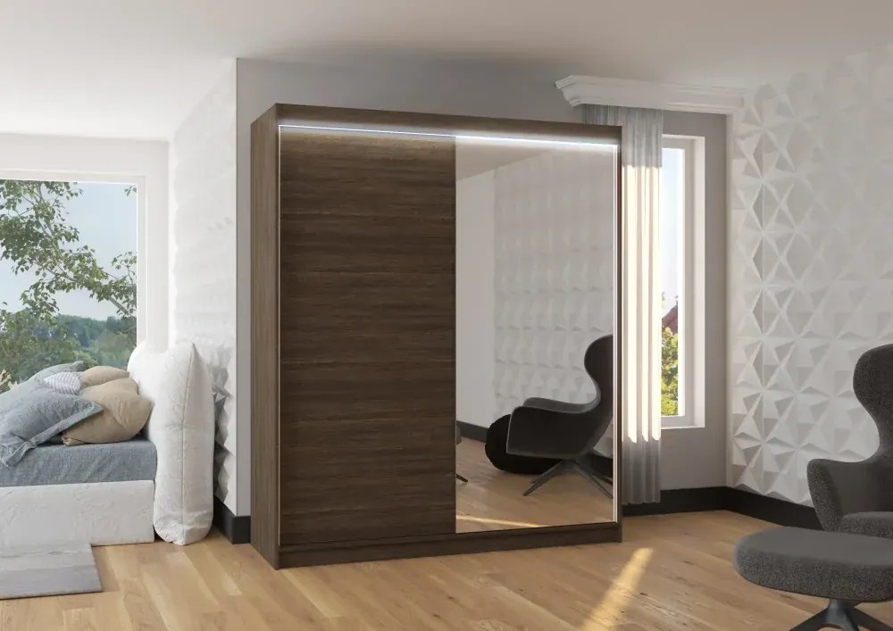 Posuvná skříň se zrcadlem a LED osvětlením VIKI 180