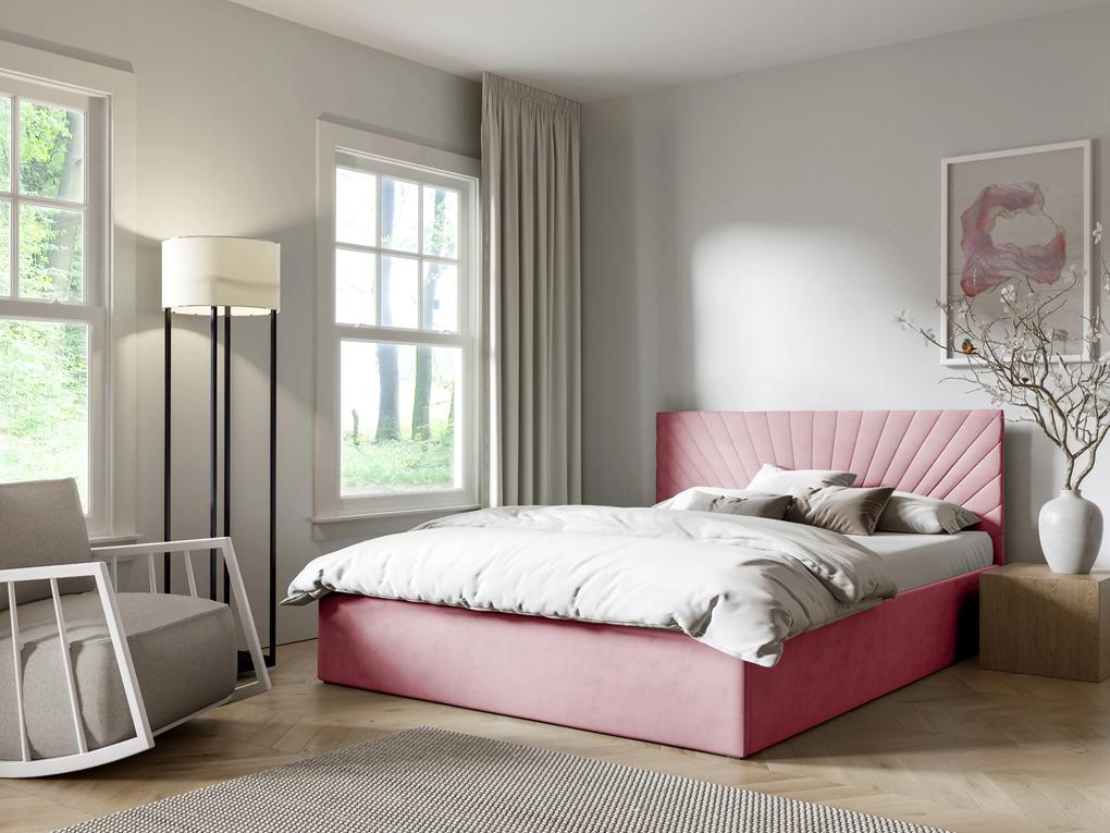 Eka Čalouněná postel AFRODITE 120x200 cm Barva látky Trinity: (2310) Růžová, Úložný prostor: Bez úložného prostoru