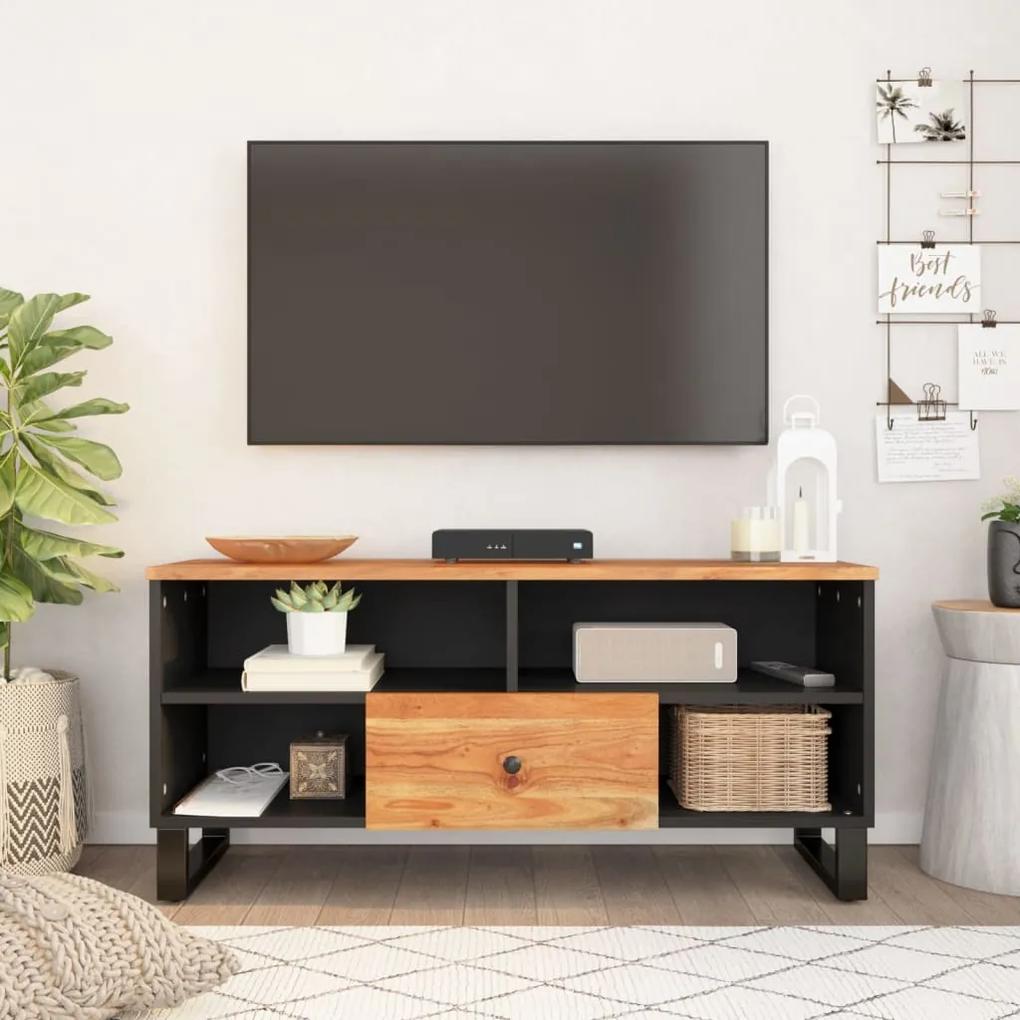 TV skříňka 100 x 33 x 46 cm masivní akácie a kompozitní dřevo - Default Title