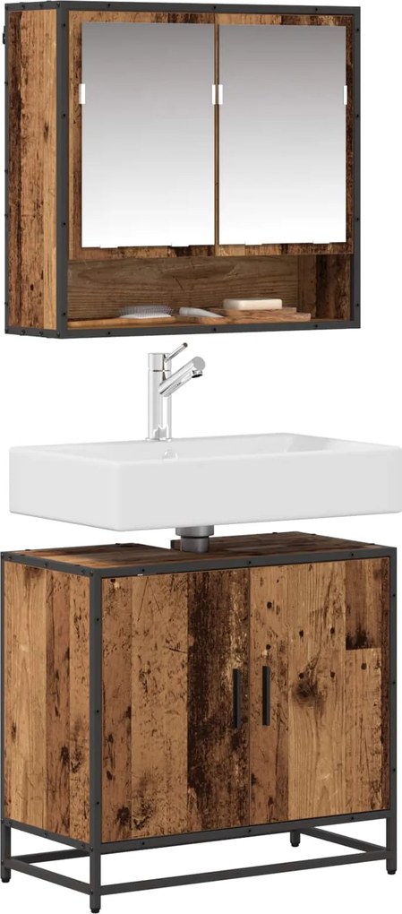 Sada koupelnového nábytku 2 ks Staré dřevo 65 x 33 x 60 cm 3402345