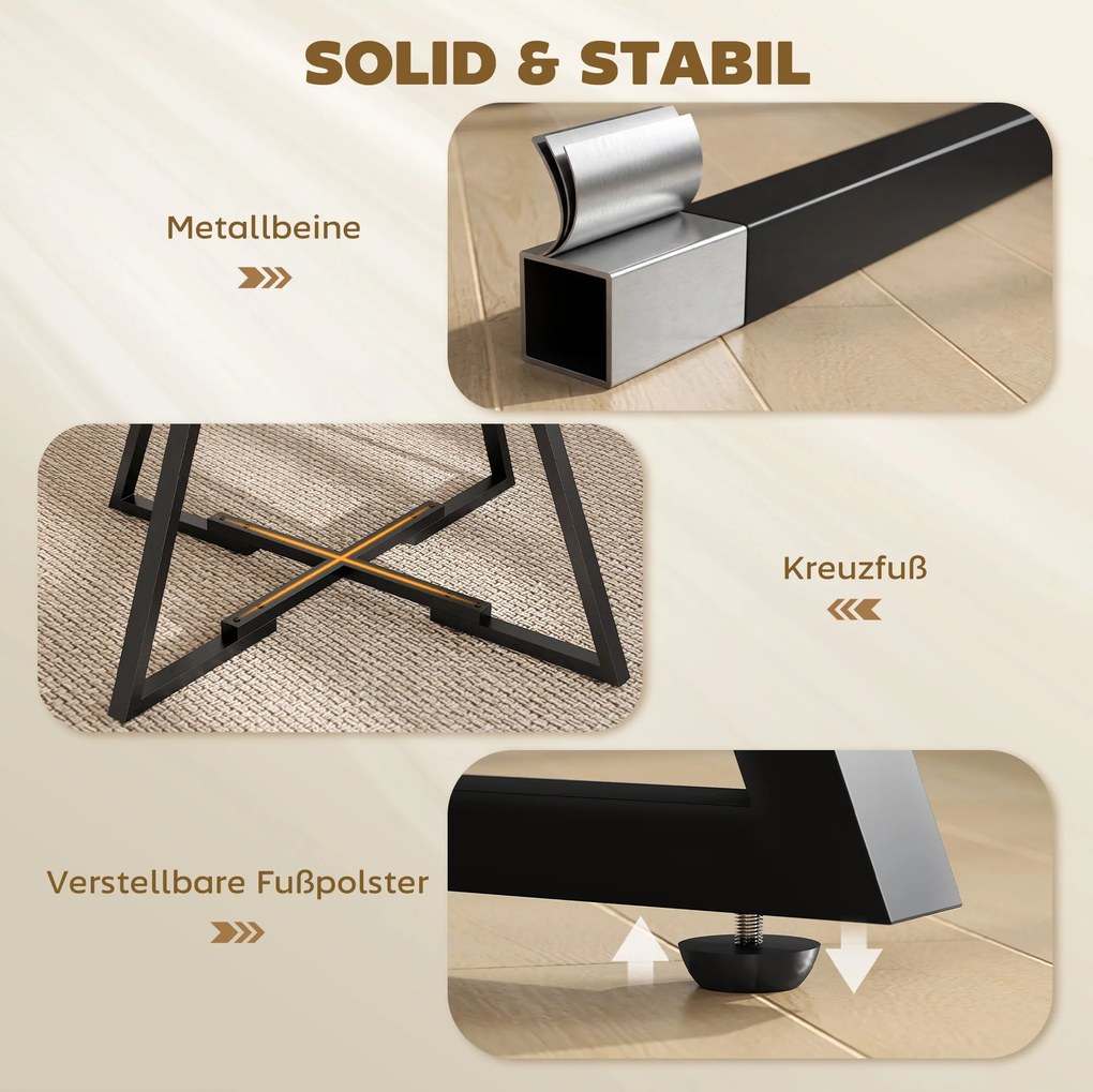 HOMCOM kulatý jídelní stůl pro 4, průměr 100 cm × výška 76 cm, industriální, velká deska a odkládací police, kovový rám, rustikální hnědá