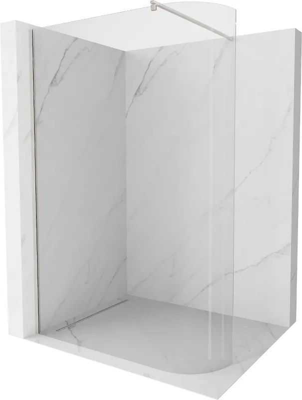 Mexen Kioto, sprchová zástěna Walk-In 100 x 200 cm, 8mm čiré sklo, broušená ocel profil, 800-100-101-97-06