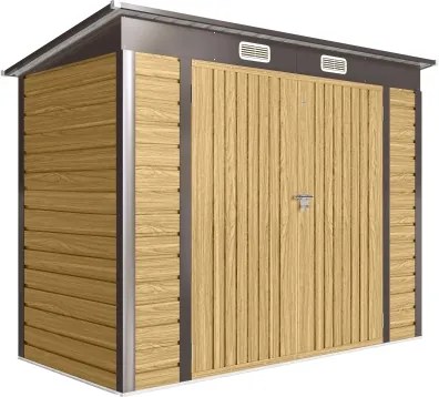 Outsunny kovový zahradní přístřešek 3 m², snadná montáž, zahradní přístřešek s vylepšenou pozinkovanou ocelovou konstrukcí, dub