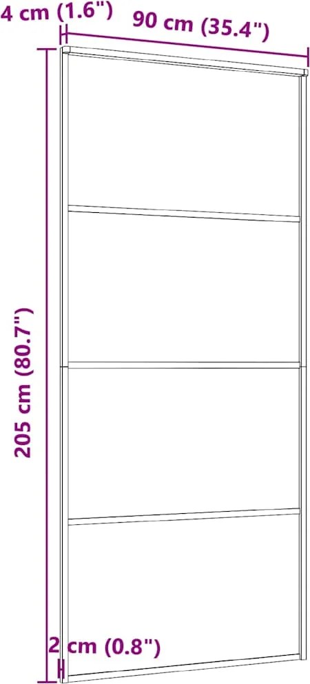 Posuvné dveře hliník a ESG sklo 90 x 205 cm černé 149480