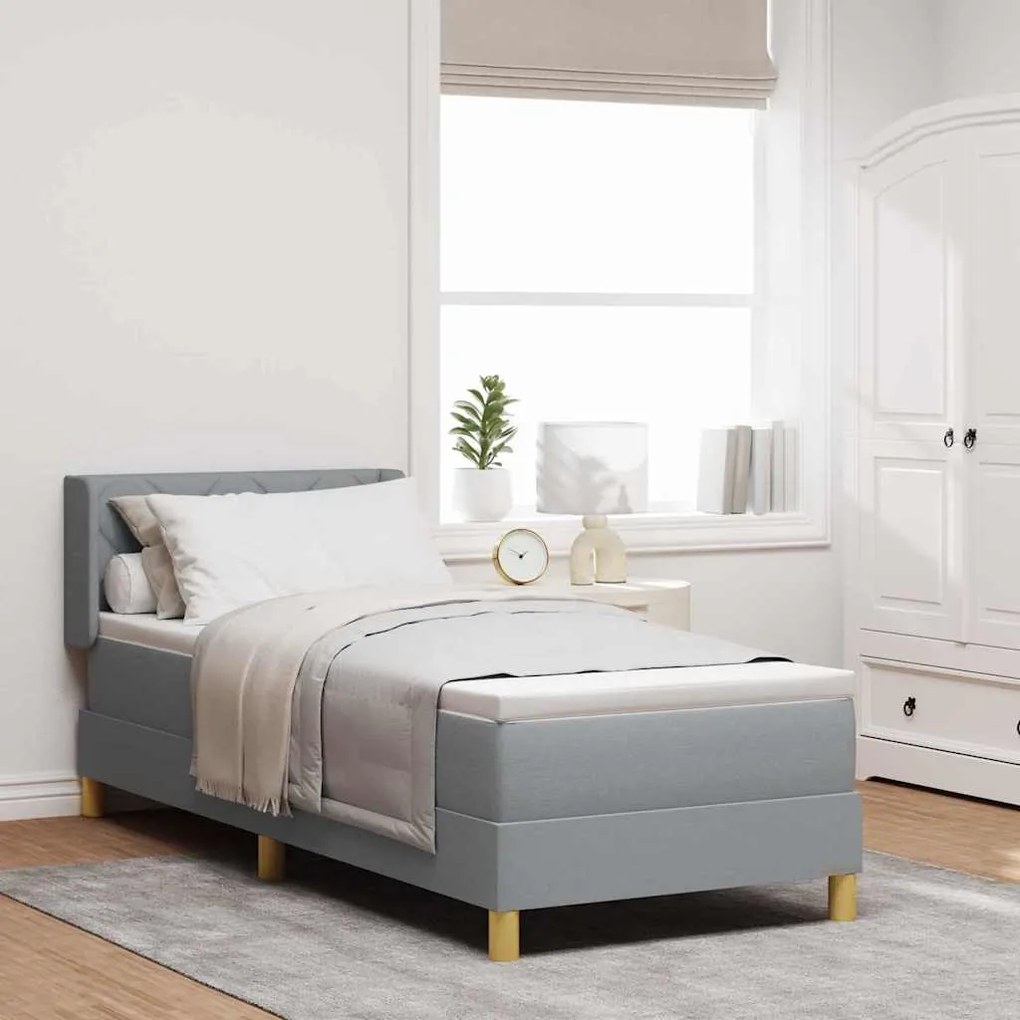 Postel s boxspringem s čelo Světle šedá 200 x 80 cm textil 3341321