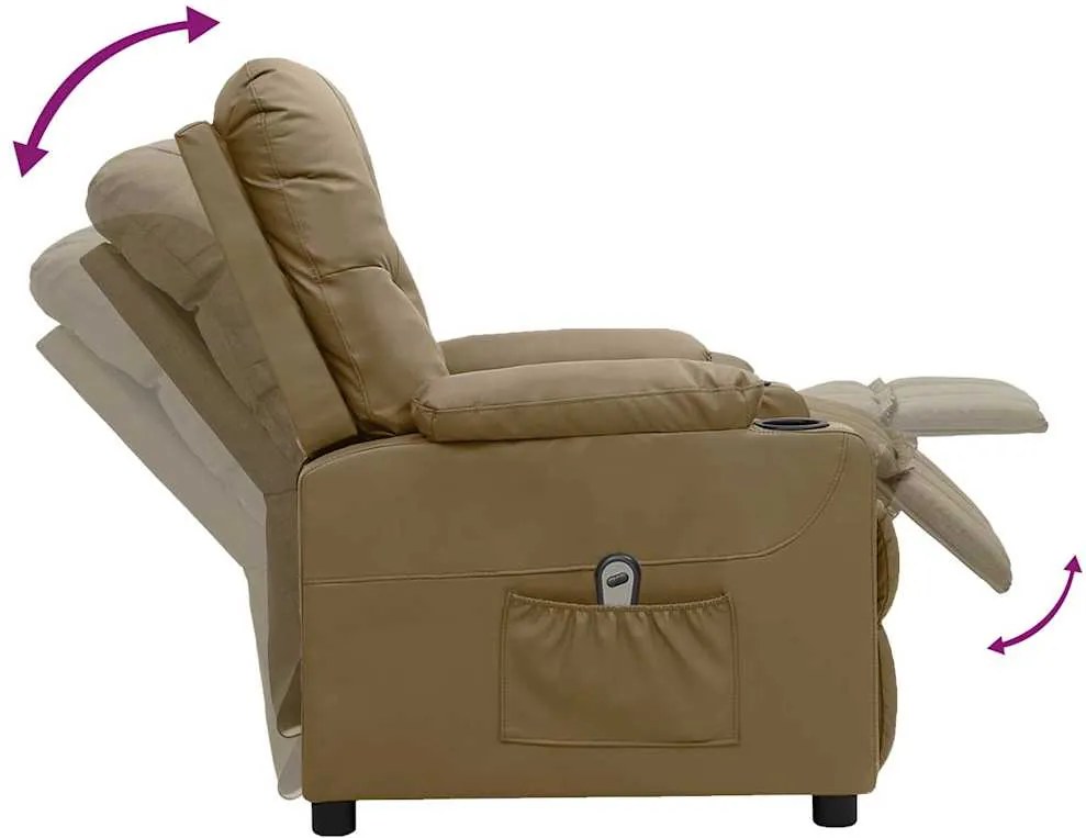 Elektrické polohovací křeslo cappuccino umělá kůže 3098865