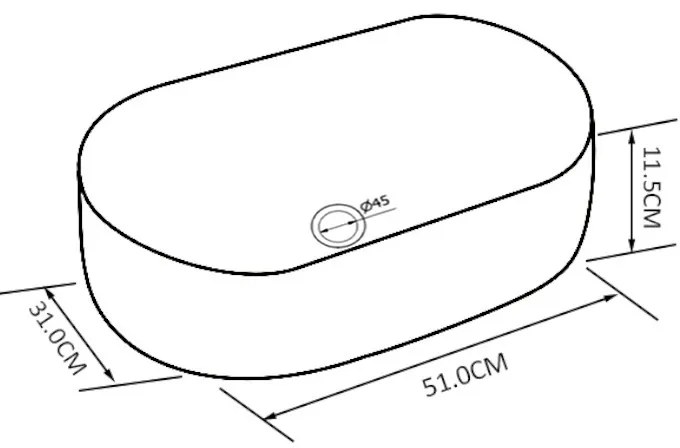 BPS-koupelny Keramické umyvadlo na desku HYD-NI-WH-510 51x31 cm, bílé