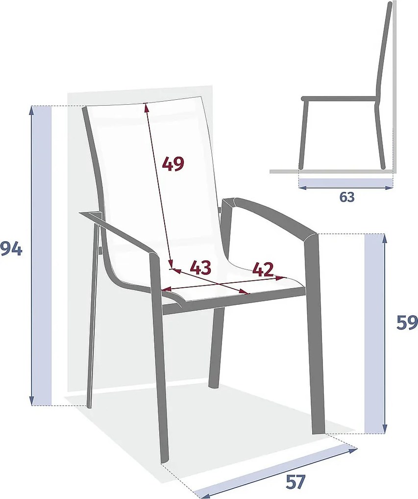 DEOKORK Hliníkové křeslo s textílií NOVARA (šedo-hnědá)