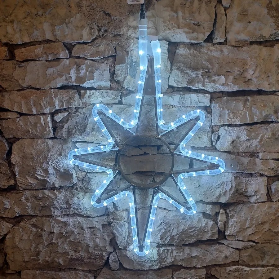 Easy Fix 2D LED světelná hvězda X., 82 × 125 cm, ledově bílá, závěsná, hliník