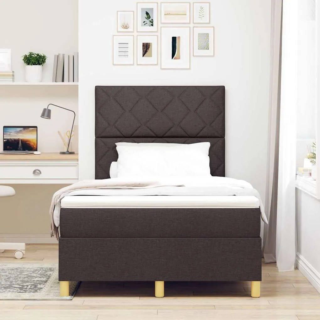 Postel s boxspringem s čelo Tmavě hnědá 120 x 200 cm textil 3339689