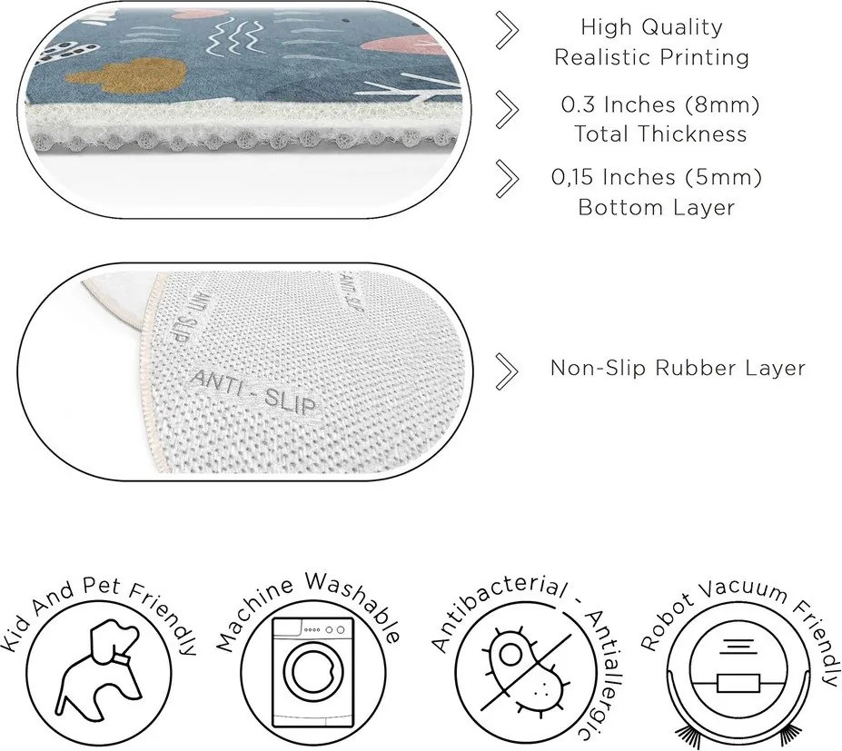 Modrý pratelný dětský koberec ø100 cm Forest Land – Mila Home