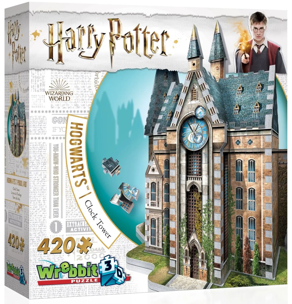 3d puzzle wrebbit 3d puzzle harry potter: bradavice, hodinová věž 420 dílků