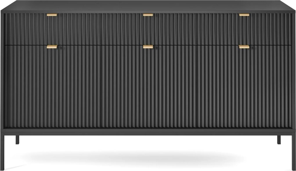 PSK Komoda NEMO KSZ154, Černá 154 cm Dekor nohou: Černé