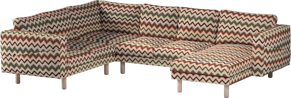 Potah na pohovku IKEA Norsborg rohová, 5-místná se šezlongem barva vícebarevná látka pletený vzor, vzorované