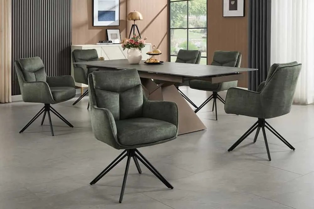 Designová otočná židle Brock zelený samet