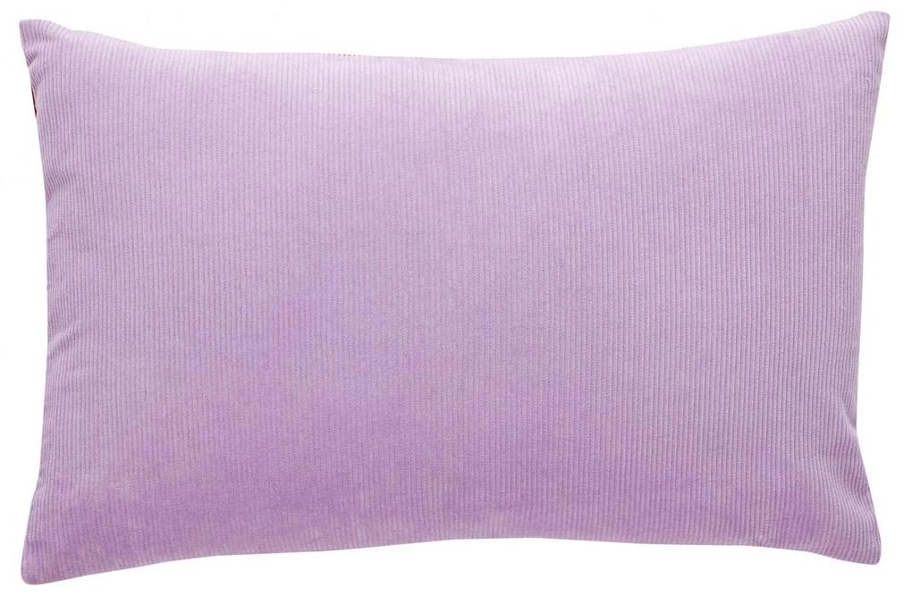 Hübsch Manšestrový polštář Purple/Red 60x40cm, červená barva, fialová barva, textil