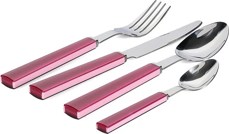 Růžový nerezový příbor 16 ks pro 4 osoby Poppy – ONA