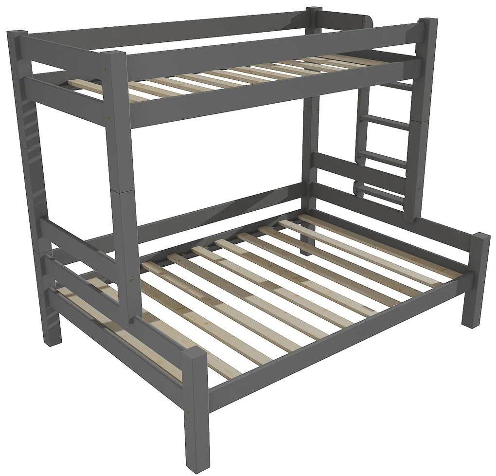 Vomaks Patrová postel s rozšířeným spodním lůžkem 8X8 06B Rozměr: 90/120 x 200 cm, Barva: barva šedá, Varianta: vpravo
