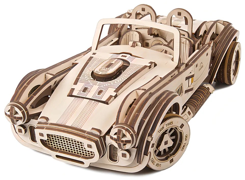 Ugears 3D dřevěné mechanické puzzle Driftující závoďák Cobra