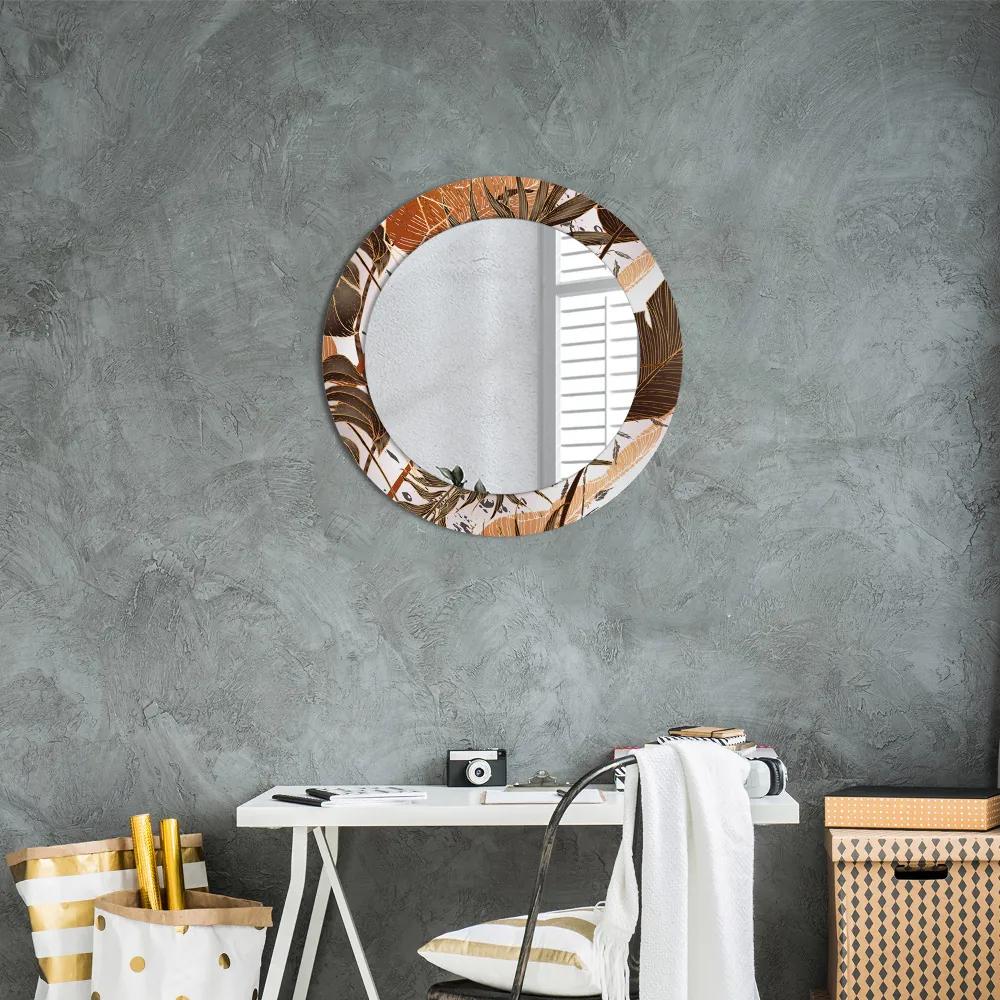 Kulaté dekorativní zrcadlo Palmové listy fi 60 cm