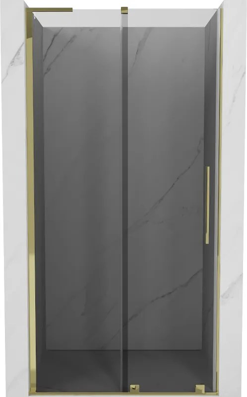 Mexen Velar L, posuvné sprchové dveře do otvoru 90 cm, 8mm šedé sklo, zlatá lesklá, 871-090-003-41-50